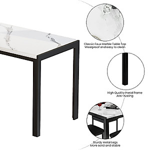 DKLGG Dining Table Set for 4, Kitchen Table and Chairs Set of 4 Faux Marble Dining Room Table Set, Small Kitchen Table with 4 PU Leather Upholstered Chairs, 5 Piece Dining Table Set, White