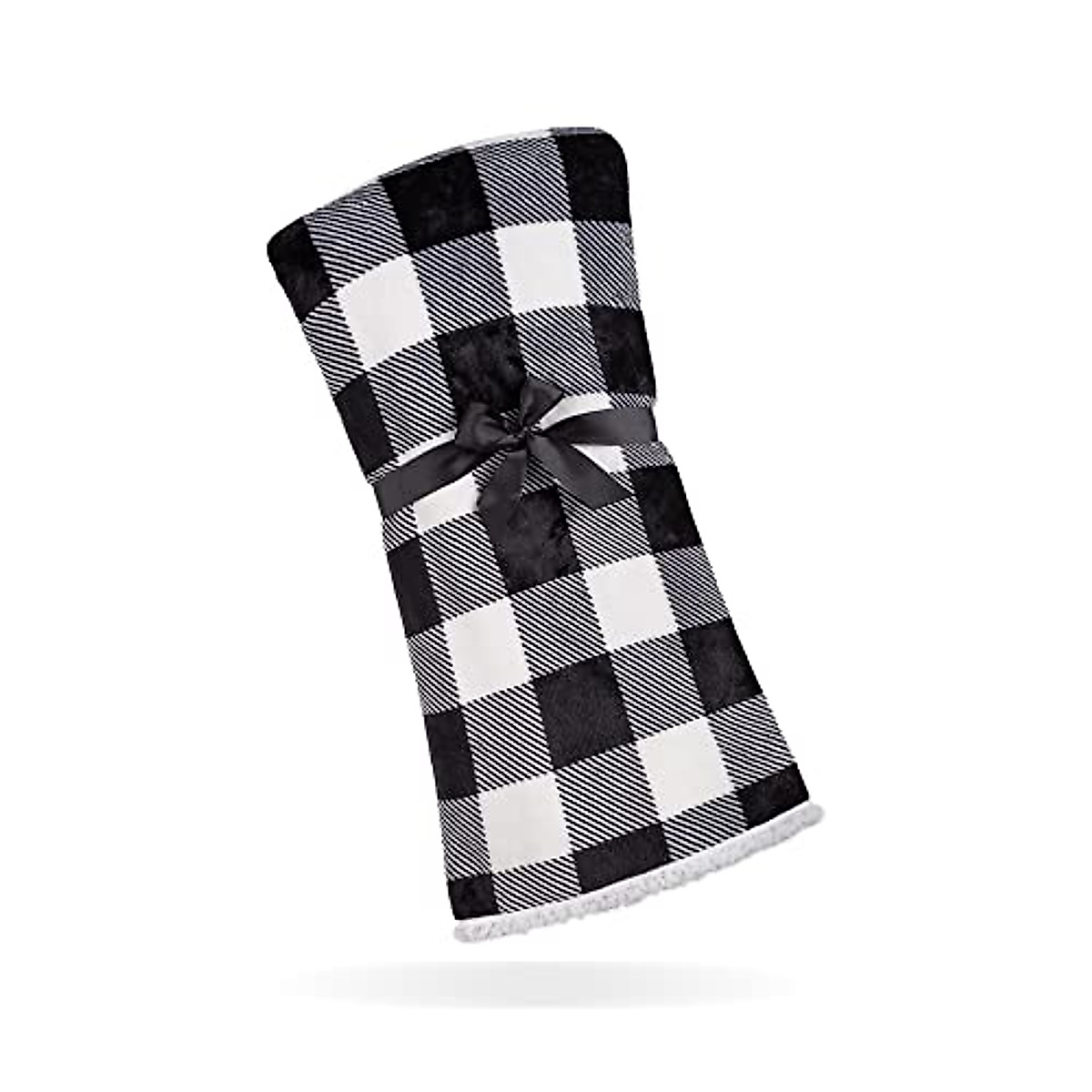 Safdie & Co. - Black and White Checkered Blanket, Indoor and Outdoor Buffalo Plaid Rug, Use As Halloween Blanket, Fall Throw Blanket, or Autumn Decor Throw, Soft and Stain Resistant, 50 x 60 Inches