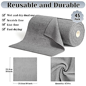 LifeisLuck 45 Pack Microfiber Cleaning Cloth Roll, 10" x 10" Tear Away Reusable Towels Washable Rags Super Absorbent Microfiber Towels for Car Drying Dishes Kitchen Cleaning
