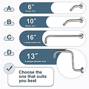 BRIGHT SHOWERS 6 Inch Brass Shower Arm with Flange Shower Pipe Arm for Wall Mount Fixed and Handheld Shower Head, Brushed Nickel