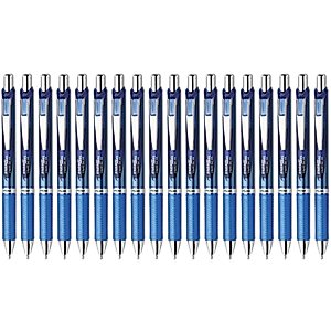 Pentel EnerGel Deluxe RTX Retractable Liquid Gel Pen, 0.7mm Medium Line, Blue, Pack of 18
