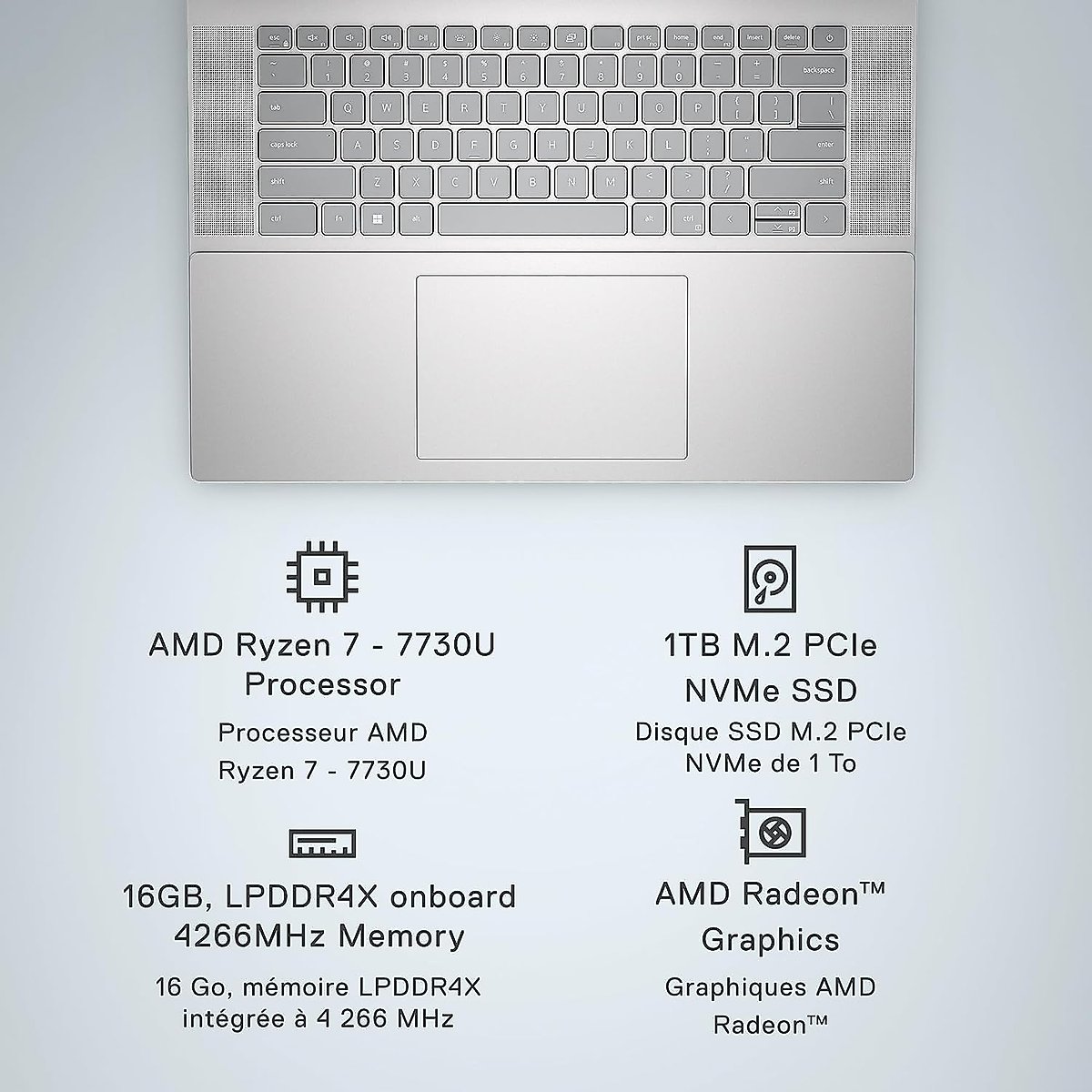 Dell 2023 Inspiron 16 5635 Business Laptop FHD+ 16" Display, AMD Ryzen 7 7730U Processor, 16GB LPDDR4x RAM, 1TB SSD, AMD Radeon Graphics, Backlit Keyboard, Type-C, Windows 11 Pro, Platinum Silver