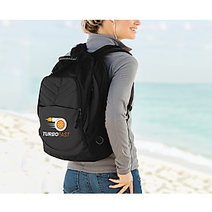 TEEAMORE Custom Travel Laptop Backpack Add Your Embroidered Logo Computer Water Resistant Bag Dark Charcoal Black