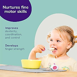 doddl Toddler Utensils, Ergonomic Fork Spoon and Knife Set for Self Feeding, Stainless Steel Silverware for 1-3 Year Olds, BPA Free, Dishwasher Safe (Magenta)