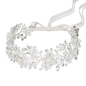 SWEETV Silver Bridal Headpiece for Wedding Crystal Bridal Headband Wedding Hair Accessories for Women Girl Hair Vine
