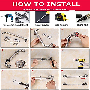 2 Pack 40 Inch Shower Grab Bar, ZUEXT SUS304 Stainless Steel Chrome Bathroom Grab Bar Handle, Shower Balance Bar, Safety Hand Rail Support, Handicap Elderly Senior Assist Bath Handle(1.25" Diameter)