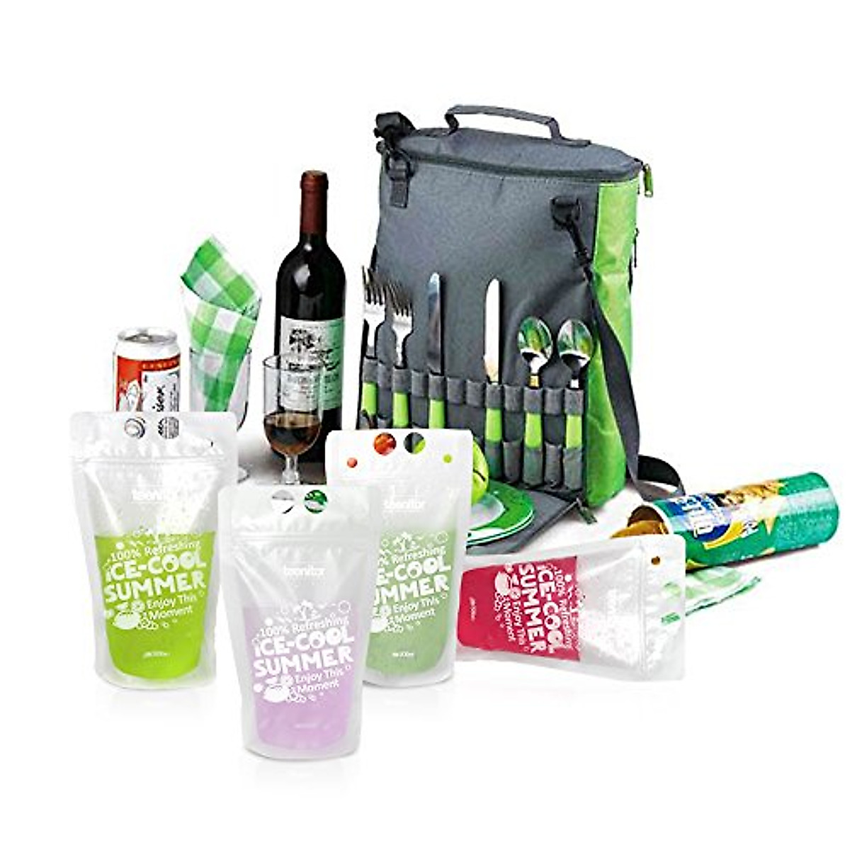 Teenitor 100 Drink Pouches Bags with 100 Disposable Plastic Straws, Smoothies Protein Shakes Juices Drink Bags Bags, Stand up Drink Container Non-Toxic16oz