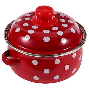GRIRIW Double Ear Enamel Soup Pot Induction Pans Ceramic Cooking Pot Coffee Maker Soup Making Pot Ceramic Soup Mug with Lid Pasta Pot Ceramic Clay Cooking Supplies Stove Baby