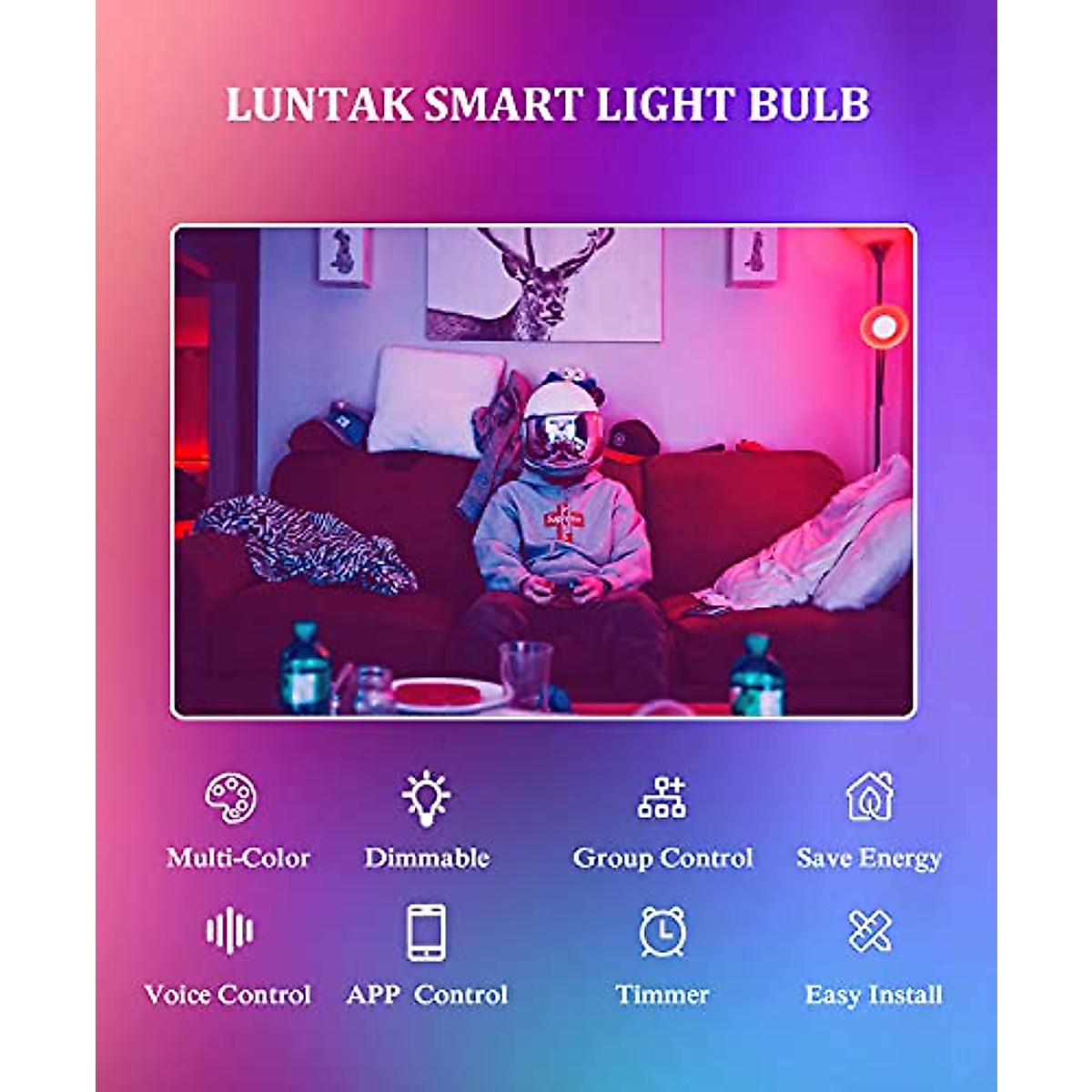 Luntak Smart Small Light Bulbs That Work with Alexa Google Home Echo&SiriShortcut ,Color Changing Light Bulb WiFi-Bluetooth Chandelier Led Light Candelabra E12 Led Bulbs B11/B10 35w Equivalent 3Pack