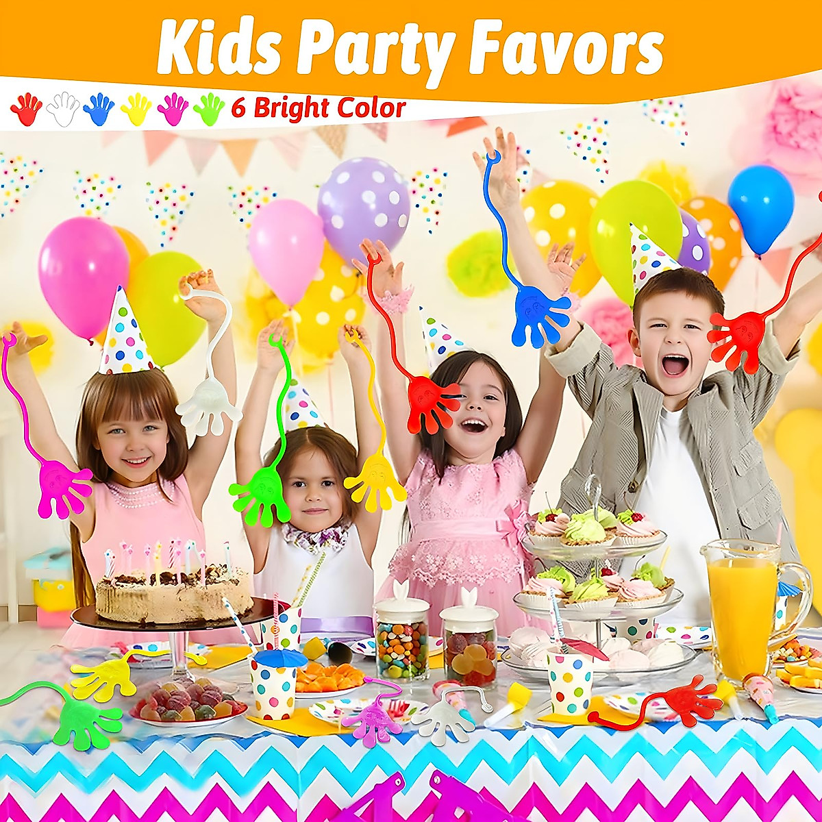 40PCS Sticky Hands for Kids Christmas Party Favor Goodie Bags Stuffers Pinata Fillers Classroom Students Prizes Stretchy Treasure Box Toys Bulk Preschool Kindergarten Graduation School for Boys Girls