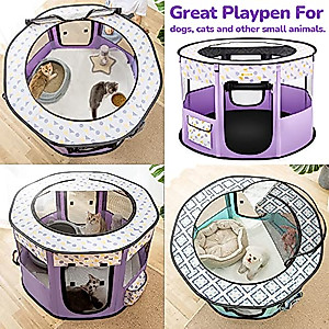 TASDISE Portable Pet Playpen, Foldable Dog Playpen, Exercise Kennel Tent for Puppy, Dog, Cat, Rabbit, Great for Indoor Outdoor Travel Use,Come with Free Carrying Case