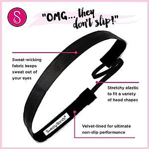 Sweaty Bands Womens Girls Headband - Non-Slip Velvet-Lined Fitness Hairband - Plot Twist Black Pink
