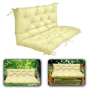 MYRINQ Porch Swing Cushions Waterproof Outdoor Swing Cushions with Backrest 2-3 Seater Swing Replacement Cushions for Outdoor Furniture Garden Backyard (Navy Blue, 40x 40 x 4 inches)