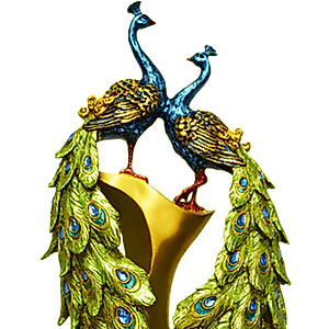 Peacock Figurine Desktop Statue Modern Peacock Ornament Desk Table Statue for Home Bedroom Living Room Garden Office - Style 01