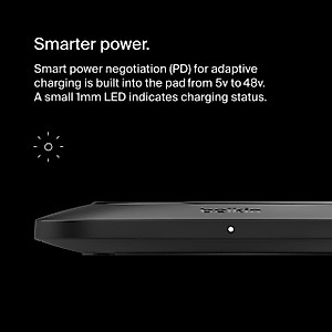 Belkin BoostCharge Pro 15W Universal Easy Align Wireless Charging Pad, Fast Qi Charger, Large Charging Pad for Apple iPhone, Samsung Galaxy, Apple AirPods Pro, and Other Devices - Black