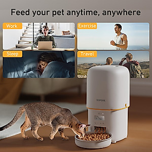 2025 Upgraded Automatic Cat Feeder - 4L Timed Auto Pet Feeder for Cat and Dog with Dry Food Dispenser, 180-day Battery Life, 1-6 Meals Per Day, 1-16 Portion, Desiccant Bag Keeps Food Fresh