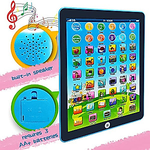 Kids Learning Pad/Tablet Interactive Toddler Toys with Words Numbers Alphabets Music Electronic Educational Toy for Preschool Boys & Girls 3-8 Years Old (Pink)