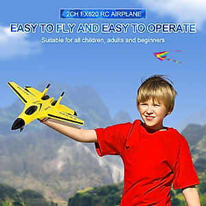 RC Airplane 2CH RC Plane Ready to Fly 2.4GHz Remote Control Plane SU35 RC Jet Easy to Fly Airplane Toys for Boys Gift for Kids Beginners with Night Lights USB Charging（Yellow