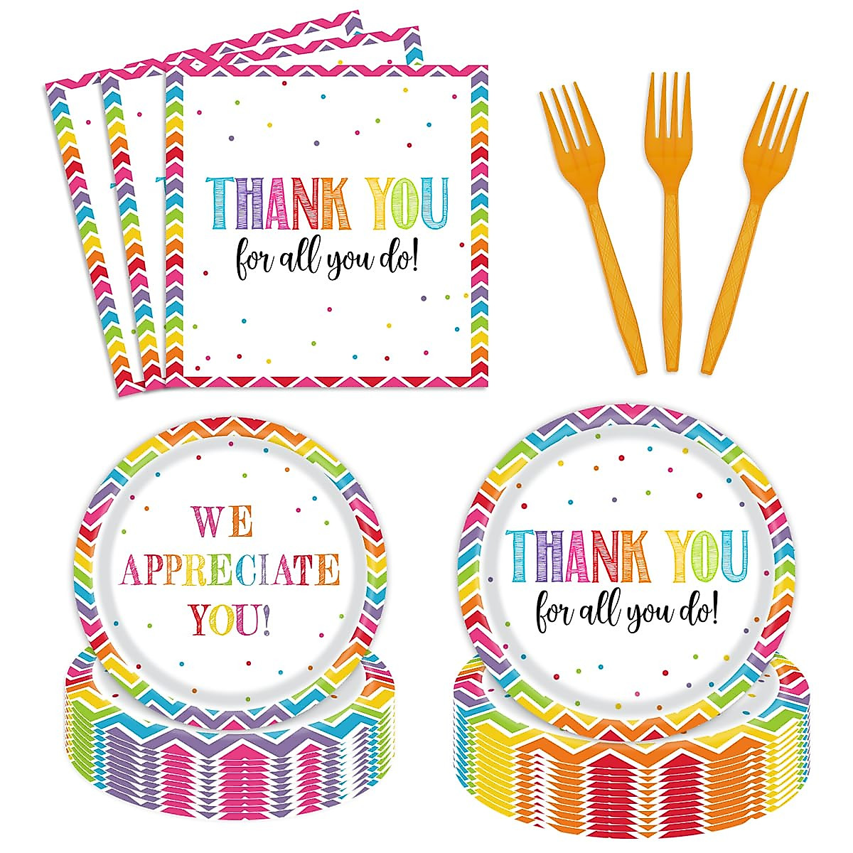96 Pcs Thank You for All You Do Party Decoration Set Serves 24 Guests Be Thankful to The Teacher Doctor Staff Dinnerware Set Class of 2024 Prom Senior Year Party Tableware Supplies