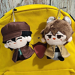 YLEAFUN Anime Plush Dazai Osamu Nakahara Chuuya Soft Figure Ranpo Edogawa Soft Stuffed Figure Cute Plush Pendant Bags Keychain Gifts 4.72inch