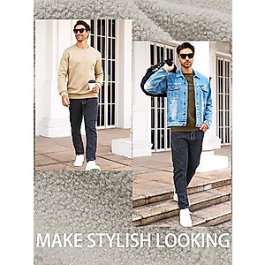 MAGCOMSEN Sudaderas De Hombre Black Sweatshirt Black Sweatshirts For Men Black Crew Neck Sweater Fleece Pullover Men