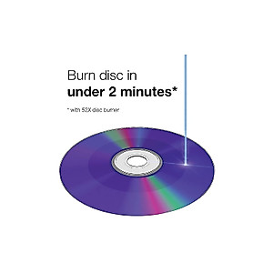 Verbatim 95252 CD-R, 700MB, 52X, White Inkjet Printable, Hub Printable, 100/PK Spindle