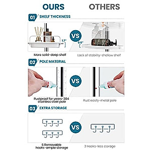 ALLZONE Rustproof Shower Caddy Corner for Bathroom,Bathtub Storage Organizer for Shampoo Accessories,4-Tier Adjustable Shelves with Tension Pole, 56 to 114 Inch, White