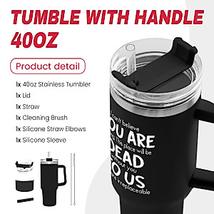 SANDJEST Leaving Job Gifts for Coworkers You Are Dead toUs Tumbler 40oz Stainless Steel with Handle and Straw, Farewell Gifts, New Job Gifts, Going Away Gift for Colleagues Men Women