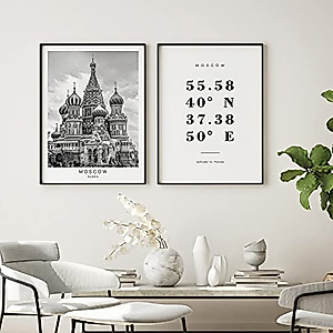 Dear Mapper Moscow Russia View Abstract Road Modern Map Art Minimalist Painting Black and White Canvas Line Art Print Poster Art Print Poster Home Decor (Set of 3 Unframed) (16x24inch)