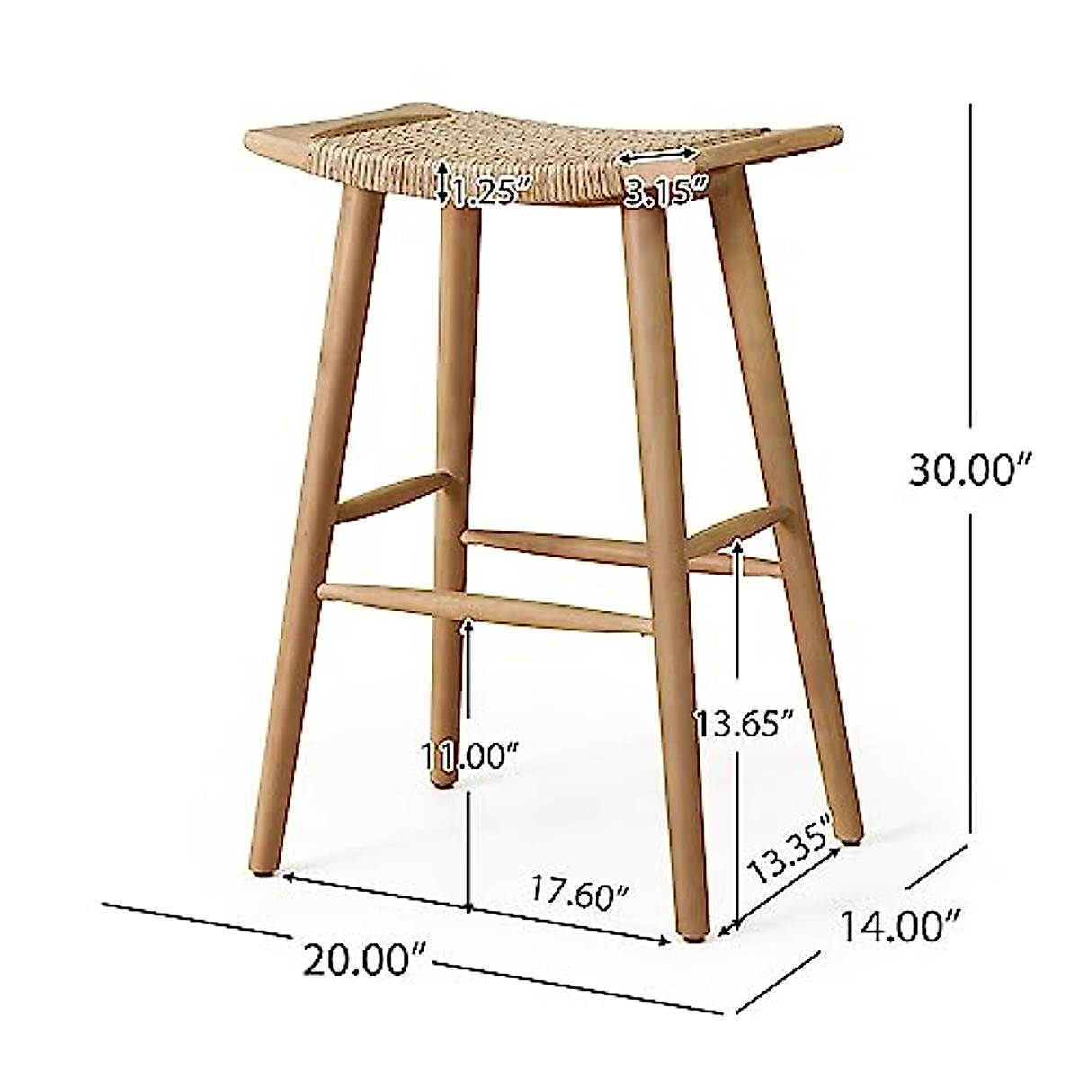 Christopher Knight Home Magwen Outdoor Acacia Wood Barstool with Wicker (Set of 2), Light Brown and Light Multi-Brown