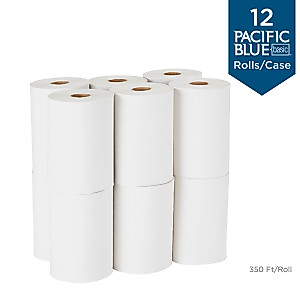 Pacific Blue Basic Paper Towel Rolls by GP PRO (Georgia-Pacific), White, 28706, 350 Feet Per Roll, 12 Rolls Per Case