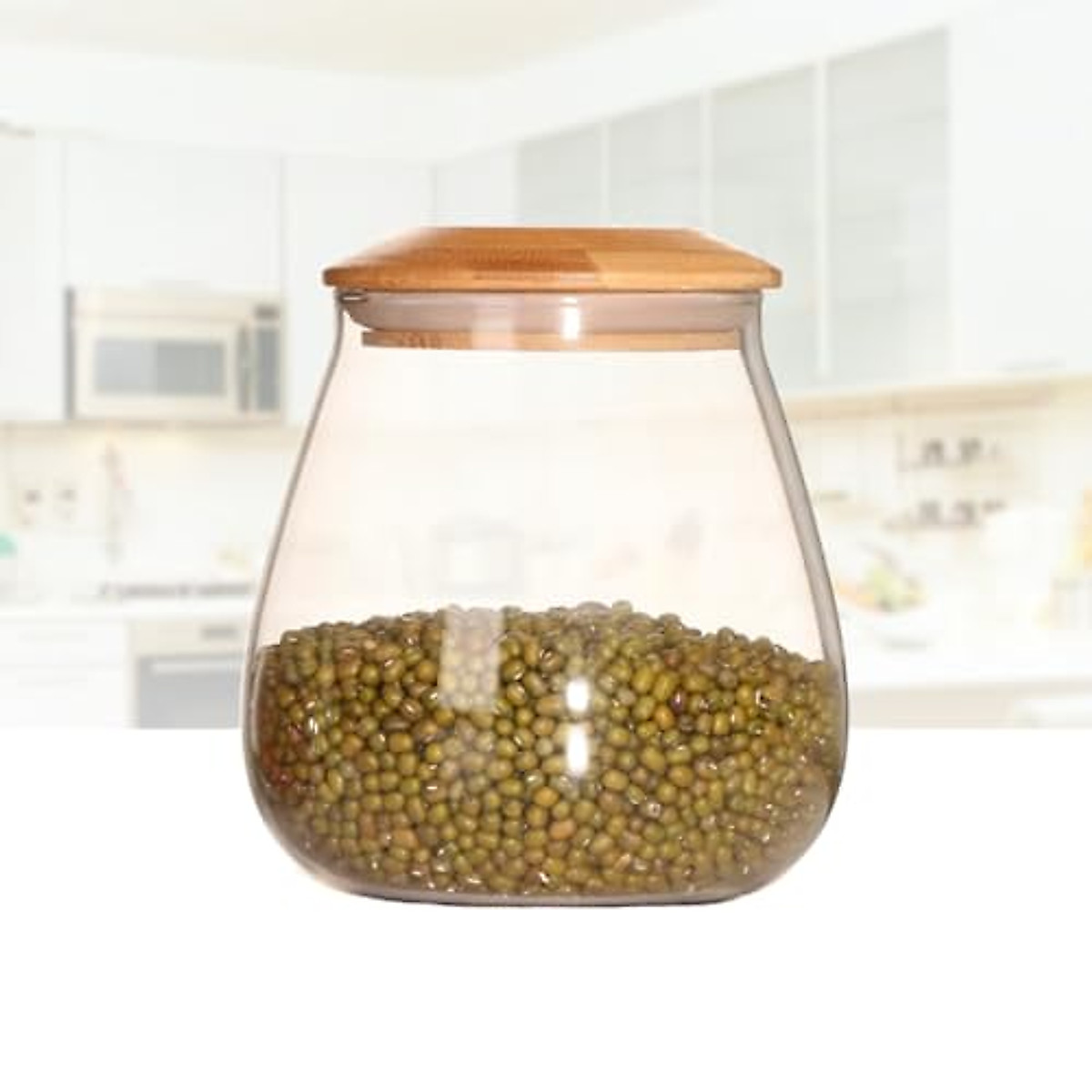 SHOWERORO Glass Storage Jars Storage Glass Jars Storage Container Candy Jars Airtight Canister Glass Canister Sugar Jars Container Glass Tea Jar Coffee Wooden Dry Clear Canning Jar