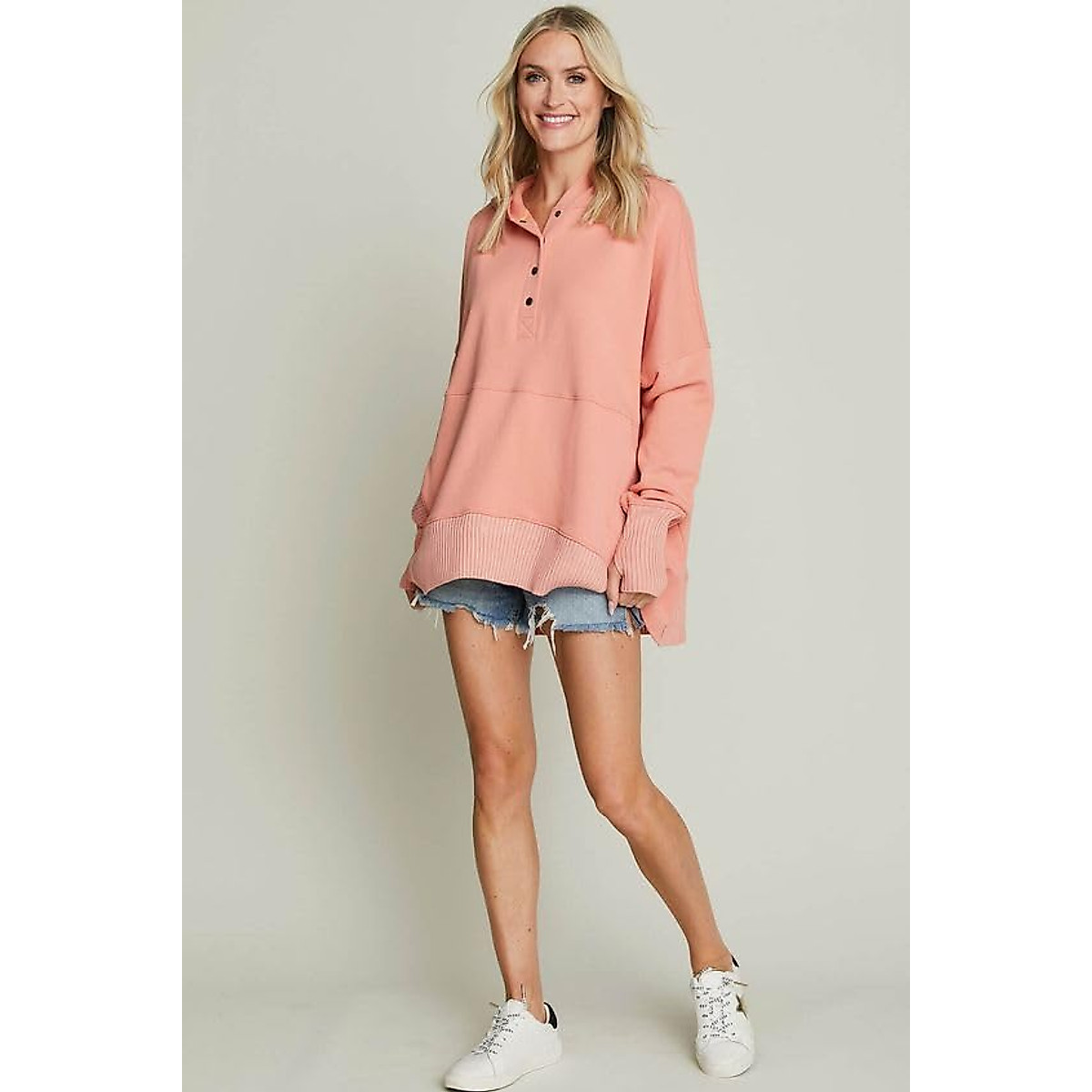 AlavQ Fall Long Sleeve V Neck Pullover Hoodies Sweatshirt With Pockets For Women Tops with Pocket Plus Size Clothing Orange 1X