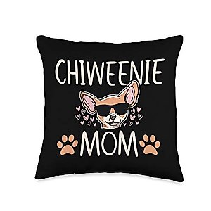 Chiweenie Dog Mom tee Chiweenie Love Cool Chihuahua Cute Dog Mom Owner Lover Tee Throw Pillow, 16x16, Multicolor