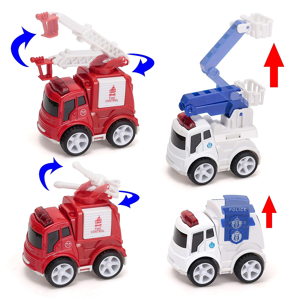 JOYIN 12Pcs Toddler Toy Cars Diecast Friction Powered Vehicles with 12 Traffic Road Signs 4 Construction Truck 2 Fire Truck 2 Police Car 2 Garbage Truck 2 Military Car Kids Birthday Easter Xmas Gifts