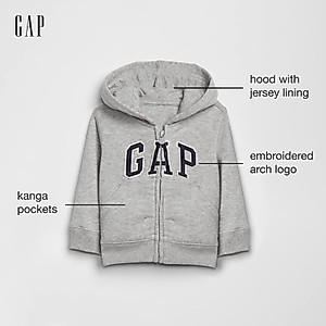 GAP baby boys Logo Zip Hoodie Sweatshirt, Charcoal Grey B65, 4T US