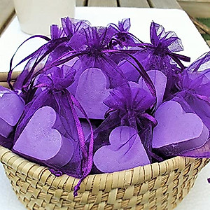 Gmnosuw 50 Count Organza Drawstring Gift Bag for Jewelry,Dried Lavender Flowers,Sheer Fabric 4x6 Inches Mesh Purple Voile Pouch for Baby Shower,Christmas,Baby Girl Birthday,Party Favors,Wedding,Beach