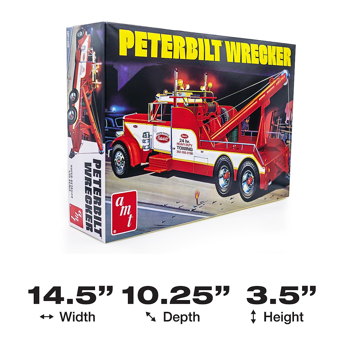 AMT Peterbilt 359 Wrecker Model Kit - 1/25 Scale Buildable Tow Truck for Kids and Adults (AMT1133)