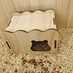 Hamster House, Wood Hide Home for Hamsters, Rat, Gerbils, Syrian, Small Animals Hideout Habitat Hut, Wooden Pet Hideaway Toys, Indoor Cage Accessories