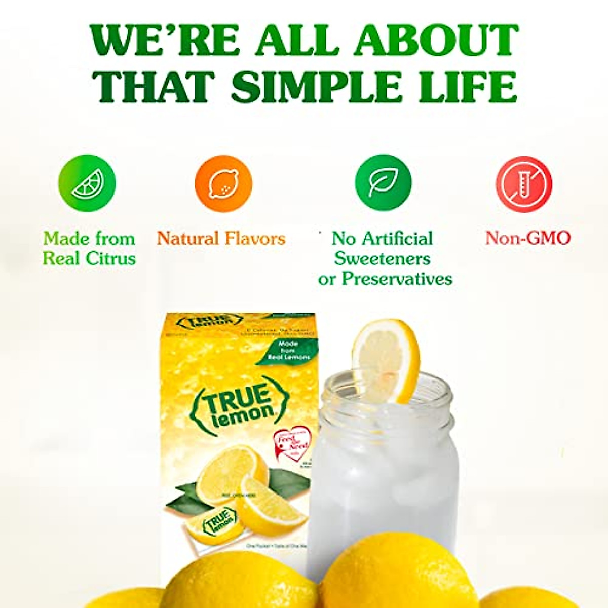 TRUE LEMON Water Enhancer, Bulk Dispenser, 100 Count (Pack of 1), 0 Calorie Drink Mix Packets For Water, Sugar Free Lemon Flavoring Powder Packets