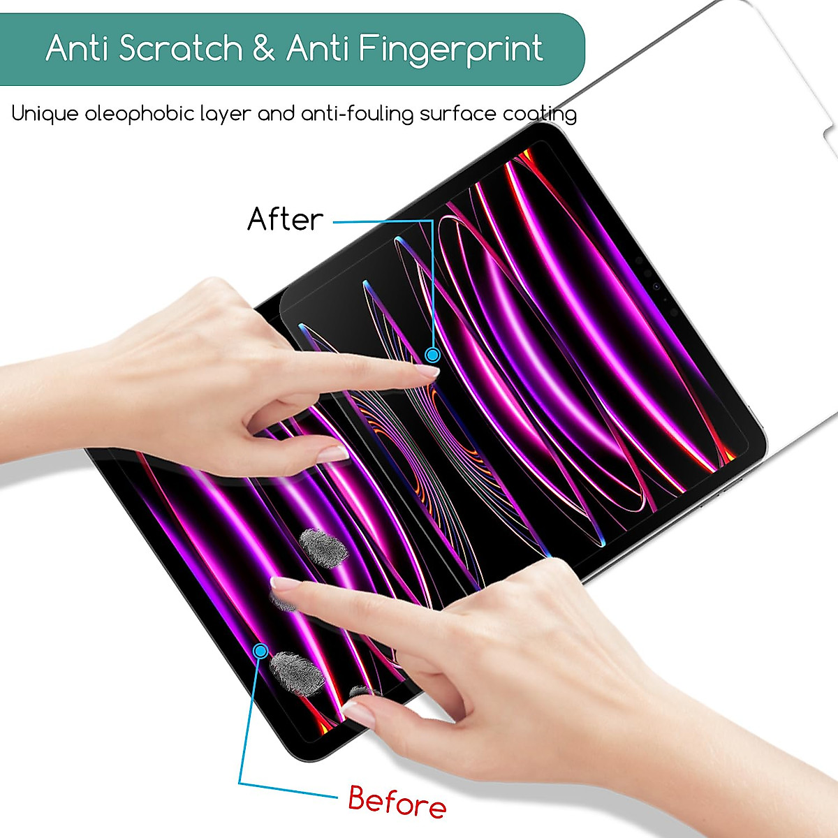 KEANBOLL 2 Pack Designed for iPad Pro 12.9 Inch Tempered Glass Screen Protector, (2022-2018, 6th/5th/4th/3rd Generation) Ultra Clear 9H Hardness and Apple Pencil Compatible