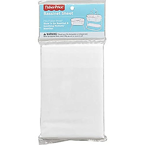 Fisher-Price Baby Bassinet Sheet, Machine-Washable Replacement Sheet for Cradle Mattress 31.63 X 15.75 Inches