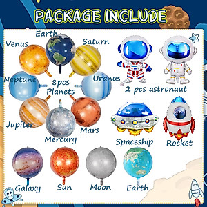 16 Pieces Galaxy Space Balloons - Large Outer Space Themed Balloon Rocket Spaceship Astronaut Galaxy Planet Inflatable Balloons for Kids Space Birthday Party Supplies Baby Shower Decorations