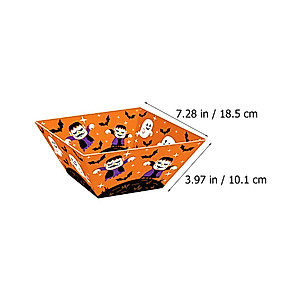 Cabilock 12pcs Halloween Paper Food Trays Paper Serving Bowls Snack Candy Tray Paper Food Serving Tray Paper Container Snack Packing Box for Hot Dogs Tacos Fries Nachos