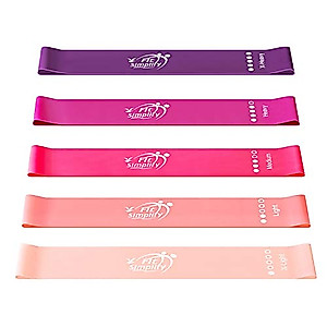 Fit Simplify Resistance Loop Exercise Bands with Instruction Guide and Carry Bag, Set of 5
