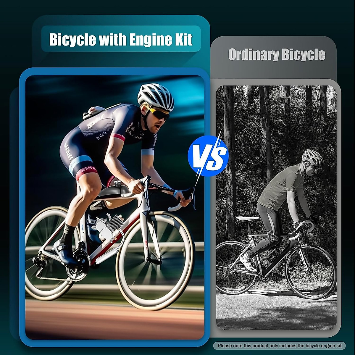 100cc Bicycle Engine Kit, 2-Stroke Gas Motor Bike Kit Air-Cooling Bicycle Motorized Full Set Super Fuel-efficient for Most 26" /28" Bikes Bicycle Scooter…