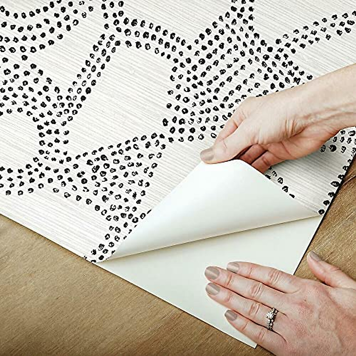 RoomMates RMK12235PL Nikki Chu White and Black Amhara Peel and Stick Wallpaper, Roll, White/Black