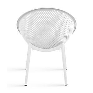 2xhome Set of 2 Modern Oval Chairs, Contemporary Accent Lounge Chairs with Perforated Breathable Egg Shaped Pod Seat for Kitchen, Dining, Patio, Indoor, Outdoor, White