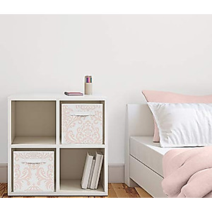 Sweet Jojo Designs Blush Pink and White Damask Organizer Storage Bins for Amelia Collection - Set of 2