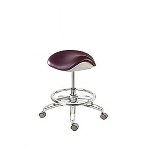 Deluxe Dental Nail Technician Saddle Stool Chair PU Leather Height Adjustable